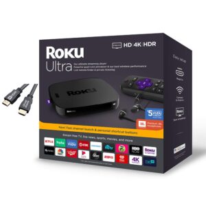 roku ultra streaming media player 4k/hd/hdr premium jbl headphones w/ghost manta 4k hdmi cable