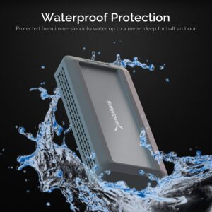 SABRENT Rocket Nano Rugged 2TB USB 3.2 10Gb/s External Aluminum Waterproof [IP67] SSD with Bumper Guard in Grey (SB-2TB-NAWP)