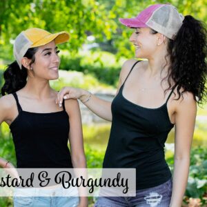 Funky Junque Ponytail Messy Bun Trucker Ponycap: Jet Black CAMO w/Black Criss Cross Back