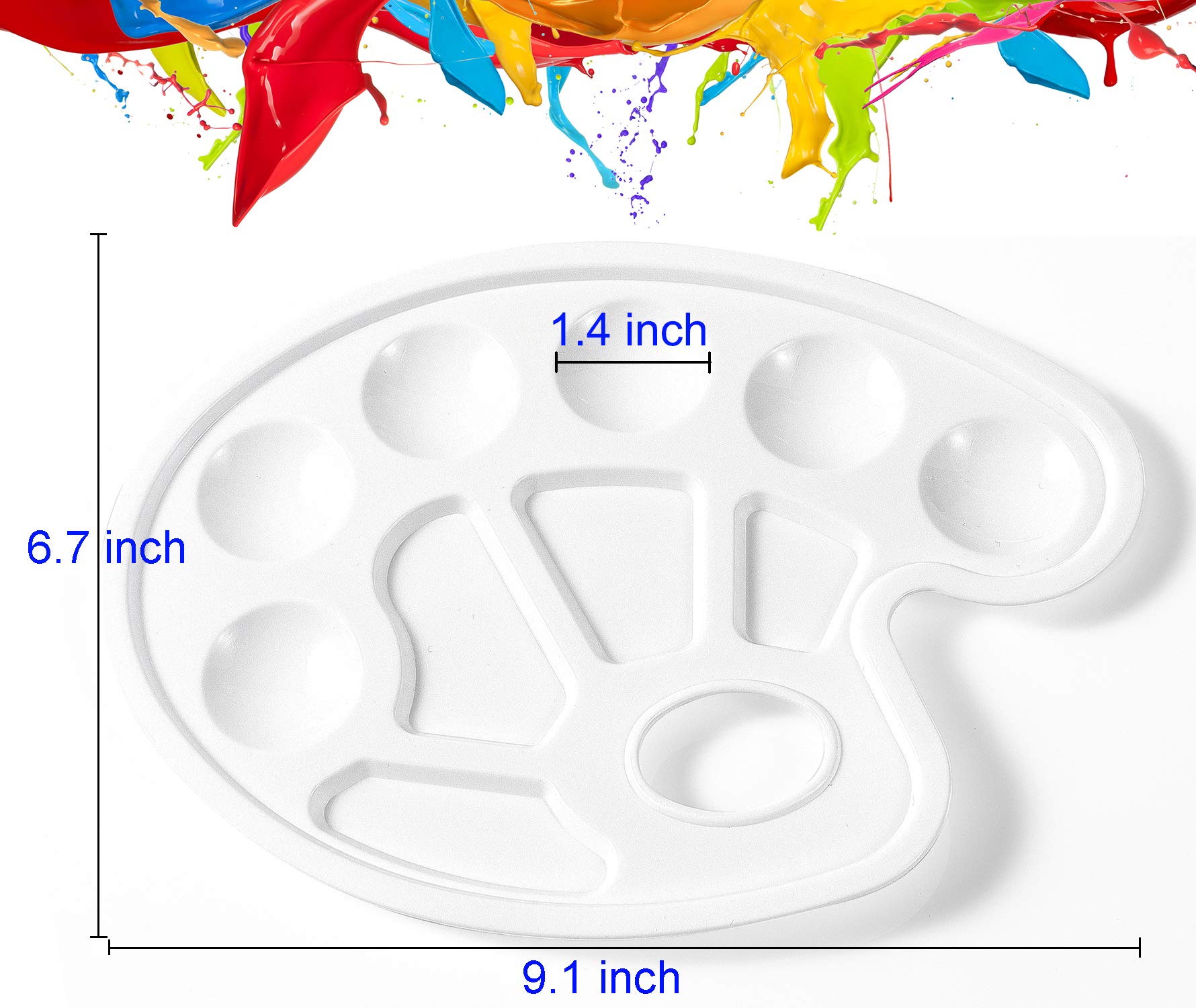 BOOMIBOO Paint Tray Palettes Plastic Pallets with Thumb Hole for Kids,Adults,Students to Acrylic Oil Watercolor Craft Supplies DIY Art Painting,3 pcs