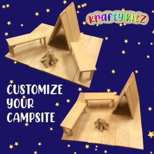 Perfect Stix Krafty Kitz Build Your Own Wooden Craft Stick Kit for Kids - Campsite Complete with Instructions