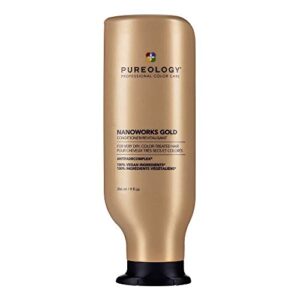 pureology nanoworks gold conditioner | for very dry, color-treated hair | restores & strengthens hair | sulfate-free | vegan | updated packaging | 9 fl. oz. |