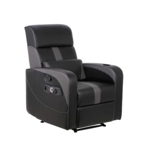 x rocker gamma recliner gaming chair, 2.1 bluetooth audio system, headrest mounted speakers, built-in footrest and cupholder, 718001, 34.84" x 39.37" x 30.31", black