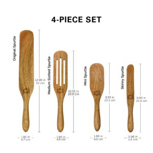 As Seen on TV, Mad Hungry Spurtle 4pc Set, Acacia Premium Wood Finish, Cooking Utensils For Non Stick Cookware, Baking, Whisking, Smashing, Scooping, Spreading, Serving and More.