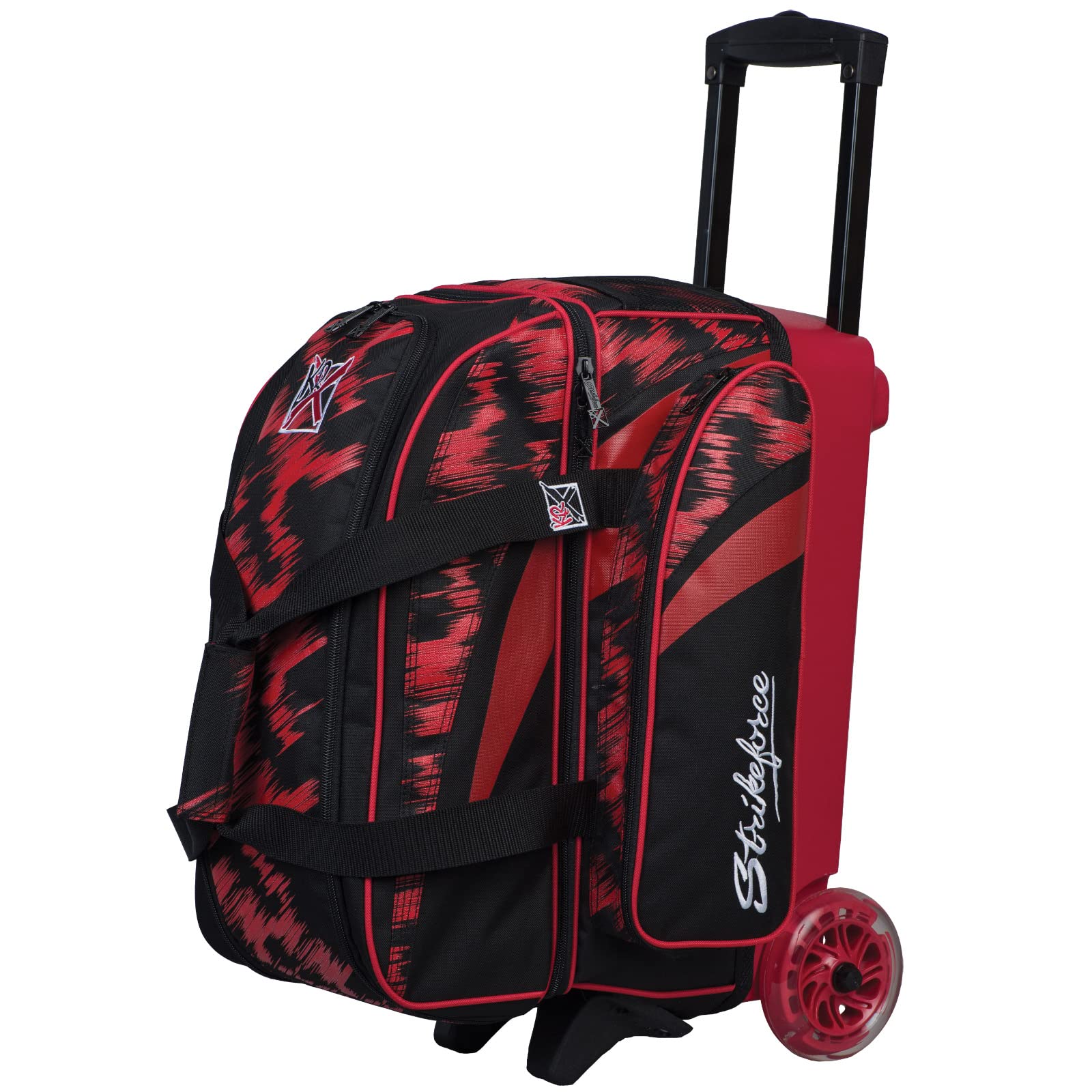 KR Strikeforce Cruiser Scratch Double Roller Bowling Bag with Shoe and Accessory Compartments and Available (Red)