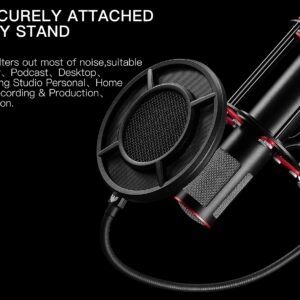 Mic Pop Filter, Professional Metallic Mic Pop Filter Mesh for Blue Yeti and Any Other Mic, ARISEN Dual Layered Microphone Pop Filter, Mic Filter with A Flexible 360° Gooseneck Clip Stabilizing Arm