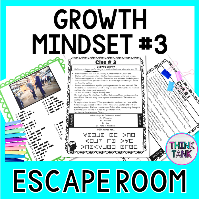 Growth Mindset #3 Escape Room - Back to School