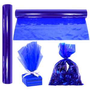 anapoliz cellophane wrap roll royal blue | 100’ ft long x 16” in. wide | 2.3 mil thick transparent royal blue | gifts, baskets, treats cellophane wrapping paper | colorful cello décor, decorations