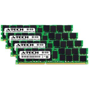 A-Tech 64GB (4x16GB) RAM for Dell PowerEdge T410, T610, T710 Tower Servers | DDR3 1333MHz ECC-RDIMM PC3L-10600 2Rx4 1.35V 240-Pin ECC Registered DIMM Server Memory Upgrade Kit