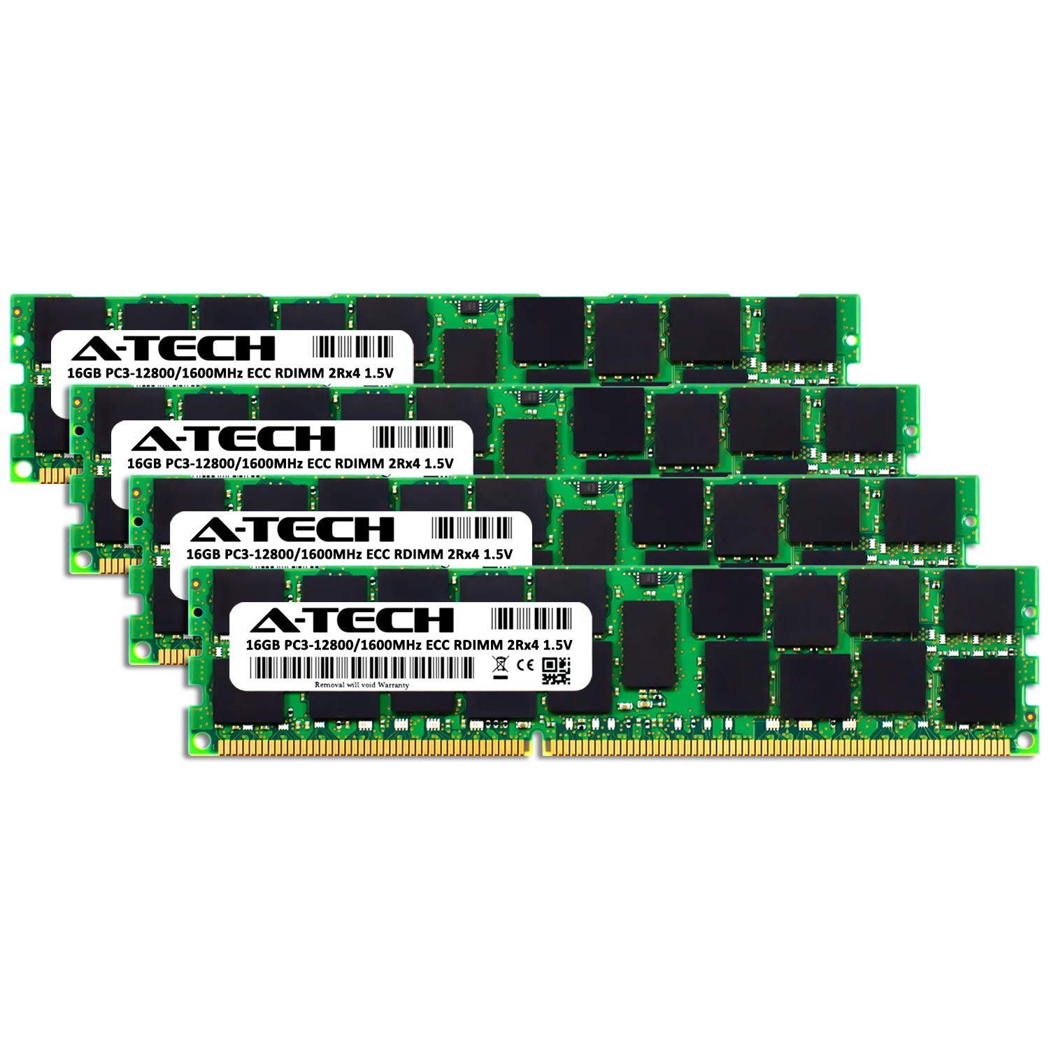 A-Tech 64GB (4x16GB) RAM for Dell PowerEdge R320, R420, R420XR, R520, R620, R720, R720XD, R820, R920 | DDR3 1600MHz ECC-RDIMM PC3-12800 2Rx4 1.5V ECC Registered DIMM Server Memory Upgrade Kit