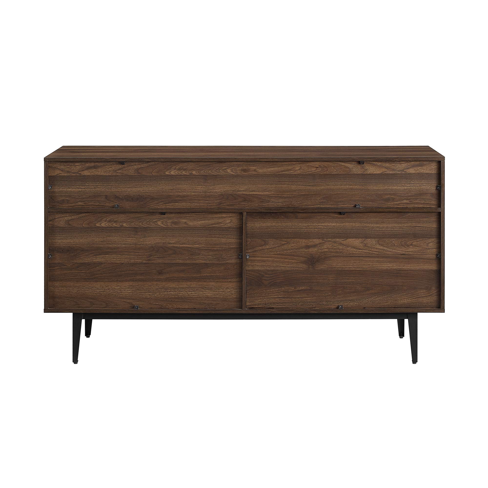 Walker Edison Modern Farmhouse 4 Drawer Wood Buffet Sideboard-Entryway Serving Storage Cabinet Doors-Dining Room Console, 60 Inch, Dark Walnut