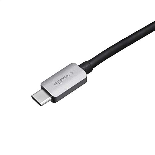 Amazon Basics 4-in-1 USB C Adapter with USB-C to HDMI, Ethernet Port, USB 3.0 and 100W Power Delivery, Gray, 3.35 x 1.77 x 0.51 inches