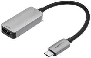 amazon basics usb-c 3.1 male to hdmi female adapter (4k@60hz), gray, 1.69 x 1.45 x 0.43 inches