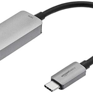 Amazon Basics USB-C 3.1 Male to HDMI Female Adapter (4K@60Hz), Gray, 1.69 x 1.45 x 0.43 inches