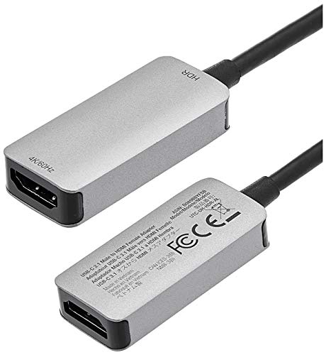 Amazon Basics USB-C 3.1 Male to HDMI Female Adapter (4K@60Hz), Gray, 1.69 x 1.45 x 0.43 inches