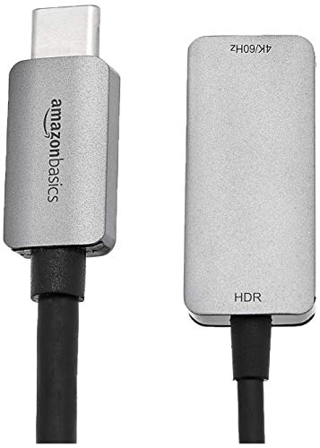 Amazon Basics USB-C 3.1 Male to HDMI Female Adapter (4K@60Hz), Gray, 1.69 x 1.45 x 0.43 inches