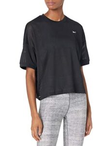 reebok women's training essentials t-shirt, black mesh, x-large