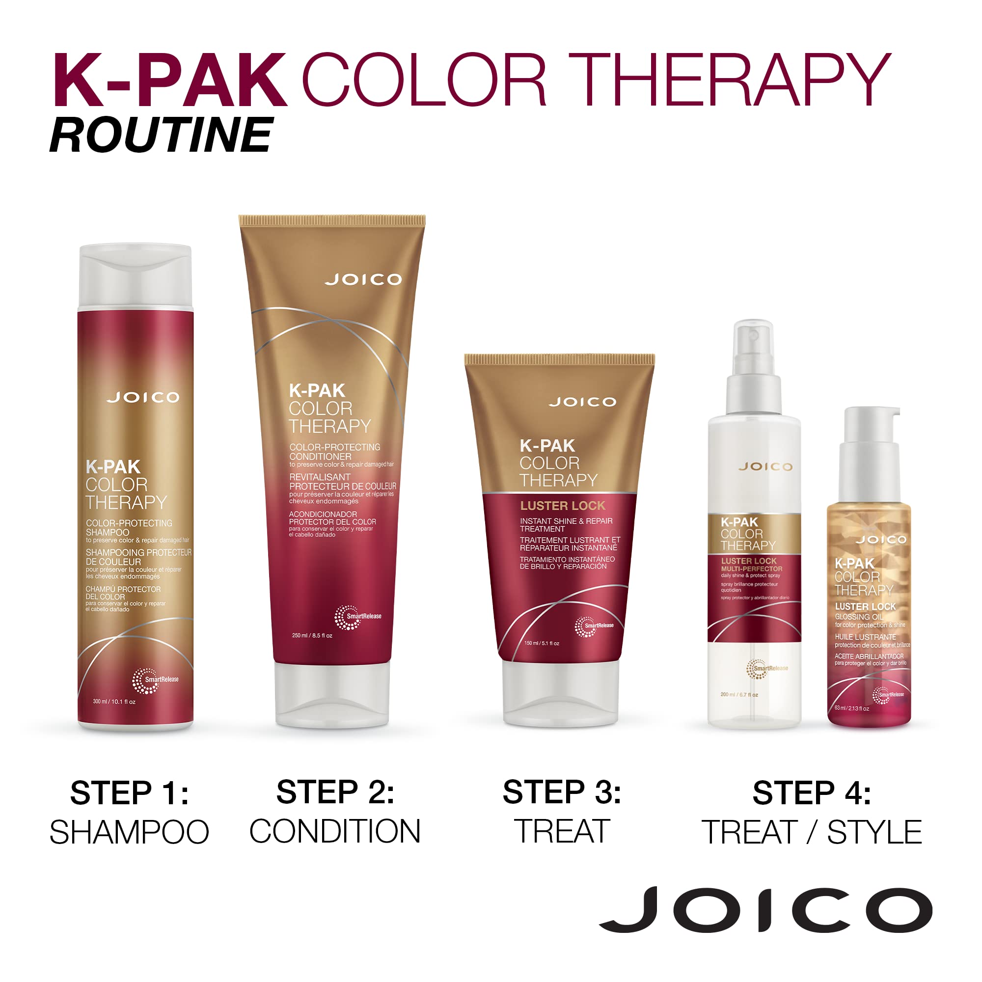 K-PAK Color Therapy Luster Lock Instant Shine & Repair Treatment | For Color-Treated Hair | Boost Color Vibrancy | Repair Breakage | With Keratin & Argan Oil | 8.5 Fl Oz (Pack of 2)