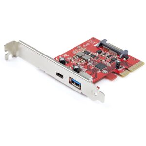 startech.com 2-port 10gbps usb-a & usb-c pcie card - usb 3.1 gen 2 pci express type c/a host controller card adapter - usb 3.2 gen 2x1 pcie expansion add-on card - windows, macos, linux (pexusb311ac3)