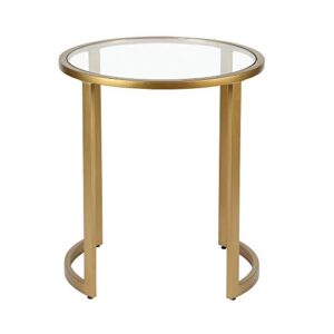 Mitera 20'' Wide Round Side Table in Brass