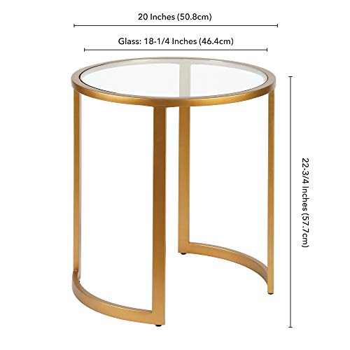 Mitera 20'' Wide Round Side Table in Brass