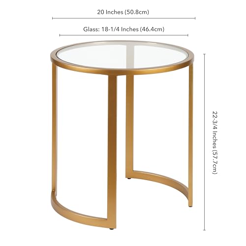 Mitera 20'' Wide Round Side Table in Brass