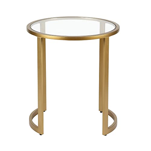 Mitera 20'' Wide Round Side Table in Brass