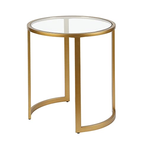 Mitera 20'' Wide Round Side Table in Brass