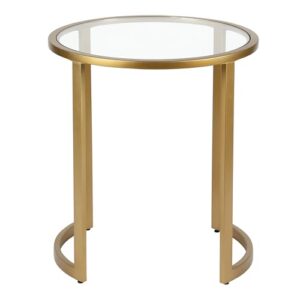 Mitera 20'' Wide Round Side Table in Brass