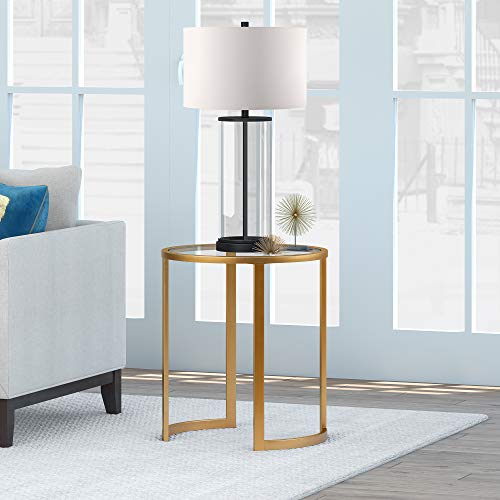 Mitera 20'' Wide Round Side Table in Brass