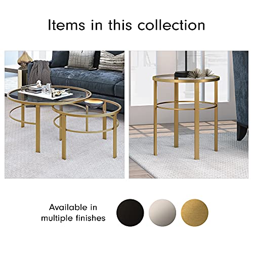 Henn&Hart 20" Wide Round Side Table in Brass, Table for Living Room, Bedroom