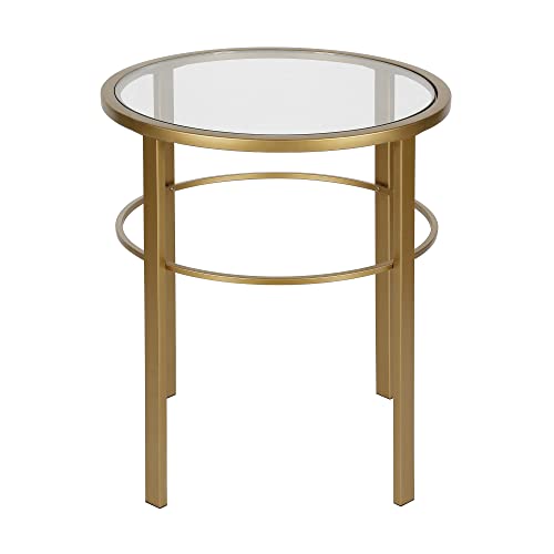 Henn&Hart 20" Wide Round Side Table in Brass, Table for Living Room, Bedroom