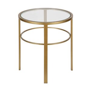 Henn&Hart 20" Wide Round Side Table in Brass, Table for Living Room, Bedroom