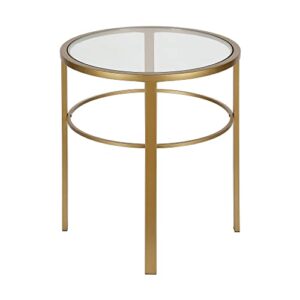 Henn&Hart 20" Wide Round Side Table in Brass, Table for Living Room, Bedroom