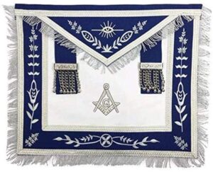 masonic blue lodge g master mason silver machine embroidery freemasons apron (lambskin)