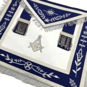 Masonic Blue Lodge G Master Mason Silver Machine Embroidery Freemasons Apron (Lambskin)