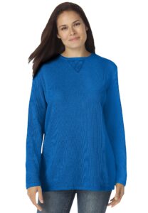 woman within women's plus size thermal sweatshirt - 3x, bright cobalt