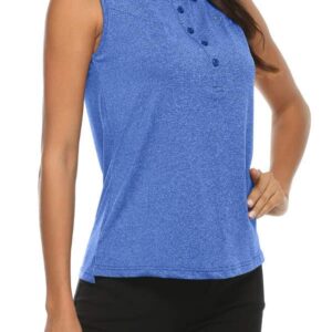 AIRIKE Golf Polo Shirts for Women Sleeveless Summer Sports Athletic Fashionable Workwear-Quick Dry Womens Tank Tops B-Blue