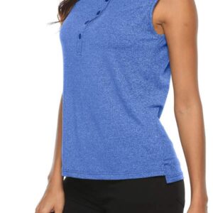 AIRIKE Golf Polo Shirts for Women Sleeveless Summer Sports Athletic Fashionable Workwear-Quick Dry Womens Tank Tops B-Blue