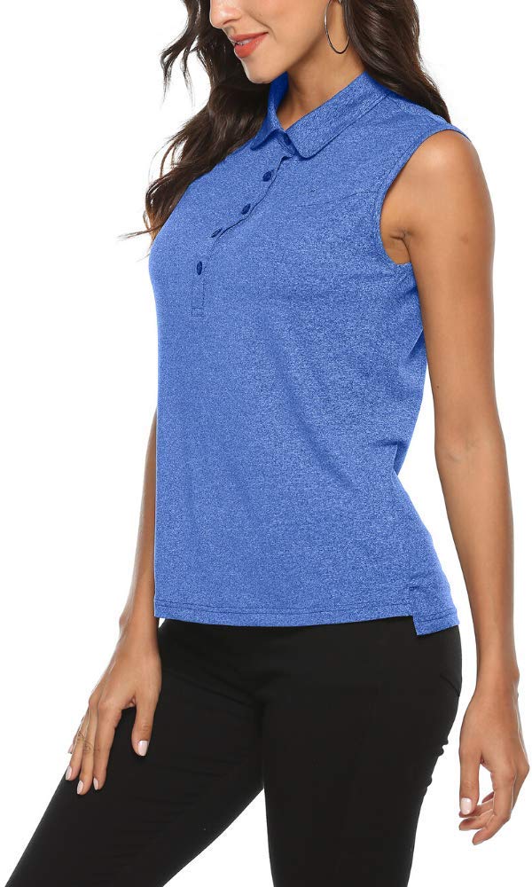 AIRIKE Golf Polo Shirts for Women Sleeveless Summer Sports Athletic Fashionable Workwear-Quick Dry Womens Tank Tops B-Blue