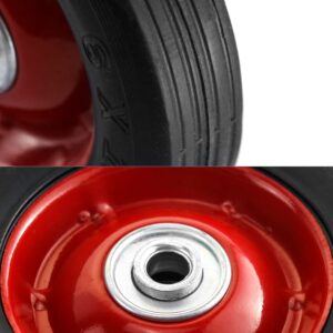 QWORK 2 Pack 6" x 1.5",1/2" Axle, Premium Rubber Wheel with Ball Bearing, Hand Truck Wheel, Capacity up to 132 lbs