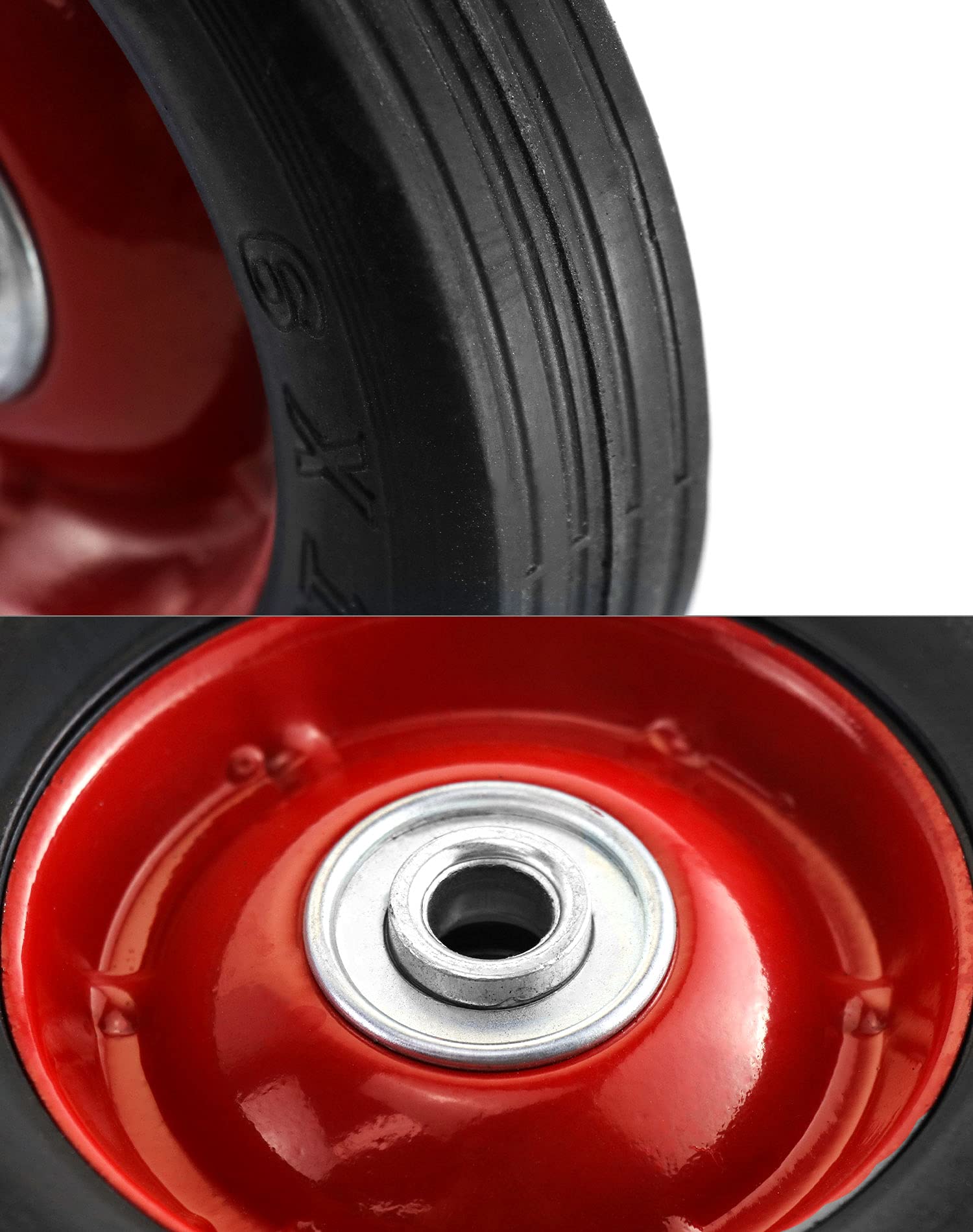 QWORK 2 Pack 6" x 1.5",1/2" Axle, Premium Rubber Wheel with Ball Bearing, Hand Truck Wheel, Capacity up to 132 lbs