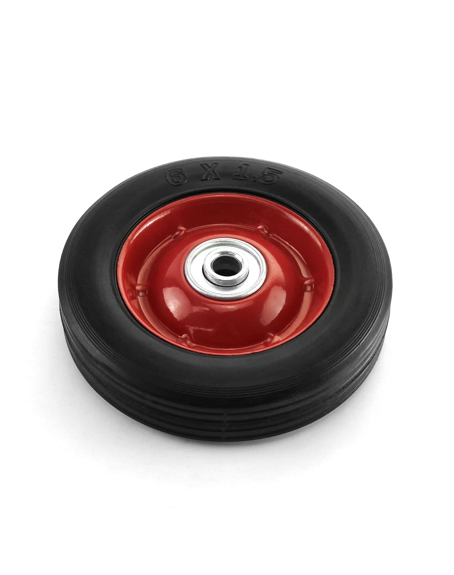 QWORK 2 Pack 6" x 1.5",1/2" Axle, Premium Rubber Wheel with Ball Bearing, Hand Truck Wheel, Capacity up to 132 lbs