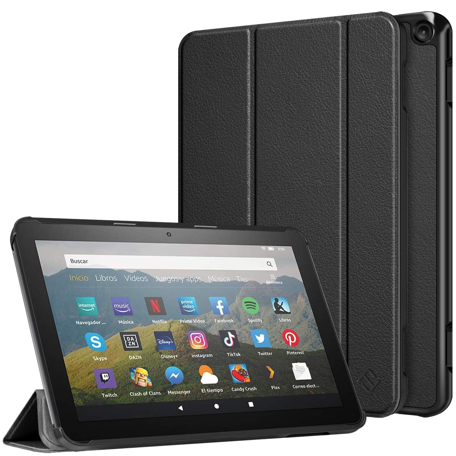 Fintie Slim Case for All-New Kindle Fire HD 8 Tablet and Fire HD 8 Plus Tablet (10th Generation, 2020 Release) - Ultra Lightweight Slim Shell Stand Cover with Auto Wake/Sleep, Black