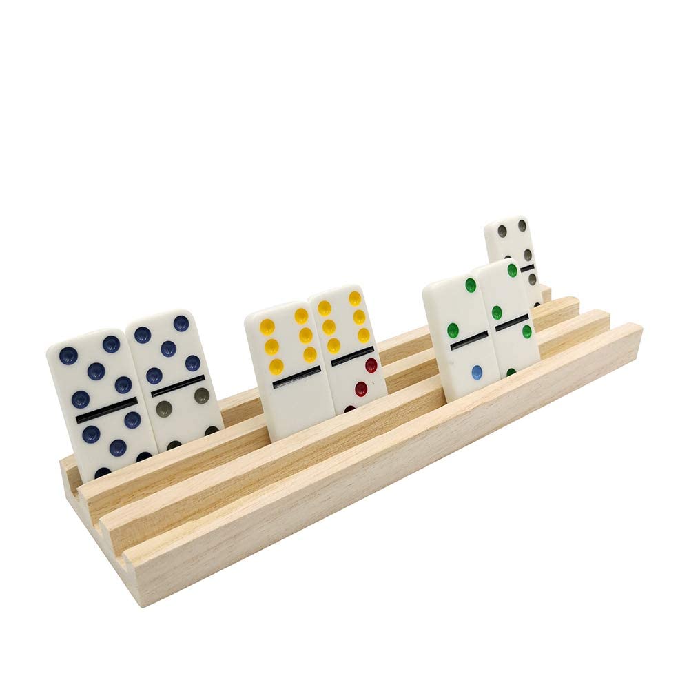 Yuanhe Wooden Domino Racks Set of 8, Domino Trays Holders Organizer for Classic Board Games, Dominoes Accessories