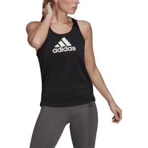 adidas women's aeroready designed 2 move logo sport tank top, black/white, large