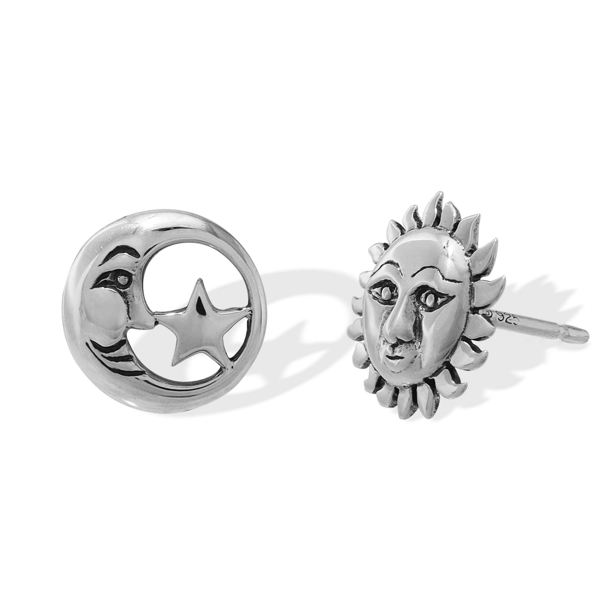 Boma Jewelry Sterling Silver Sun Moon & Star Mismatched Stud Earrings