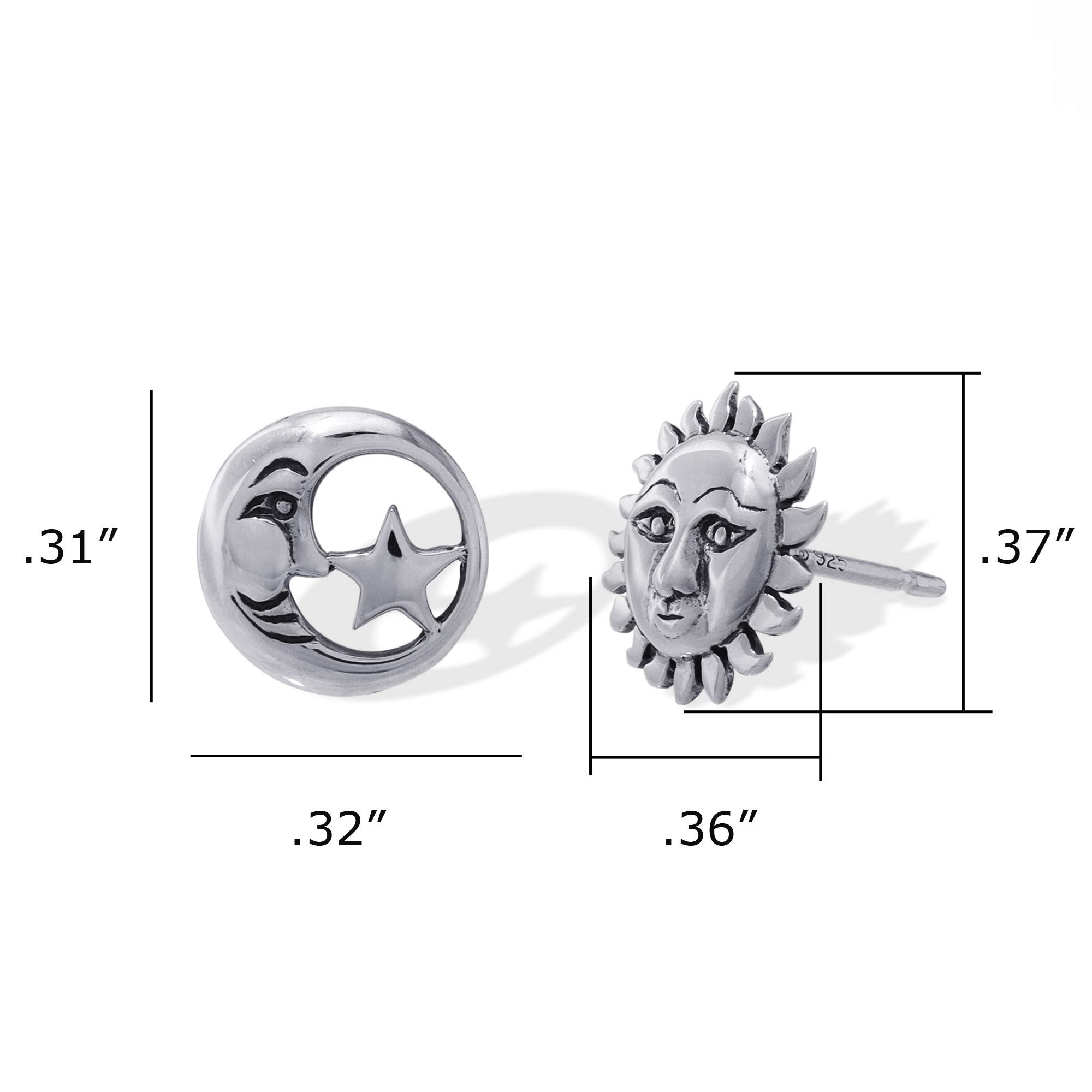 Boma Jewelry Sterling Silver Sun Moon & Star Mismatched Stud Earrings