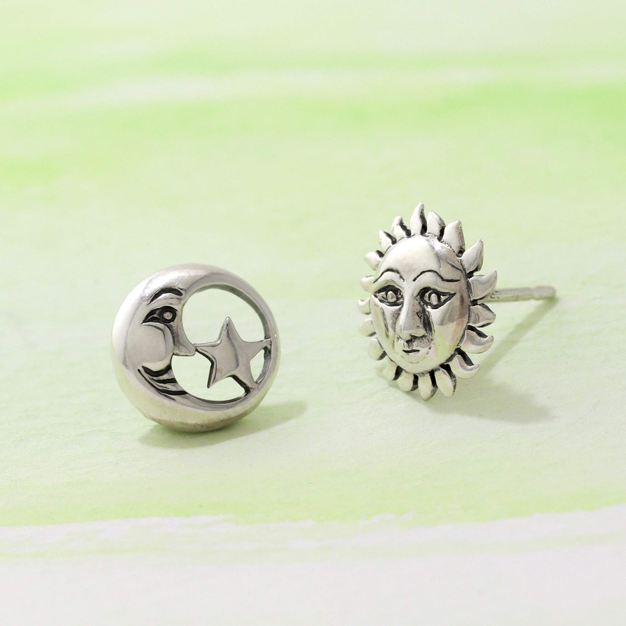 Boma Jewelry Sterling Silver Sun Moon & Star Mismatched Stud Earrings