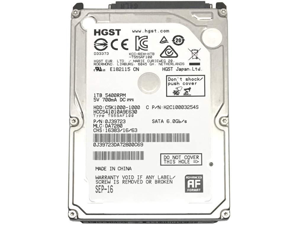 HGST HCC541010A9E630 1TB 5400RPM 8MB SATA 6Gb/s (9.5mm) 2.5inch Notebook Hard Drive - 3 Year Warranty